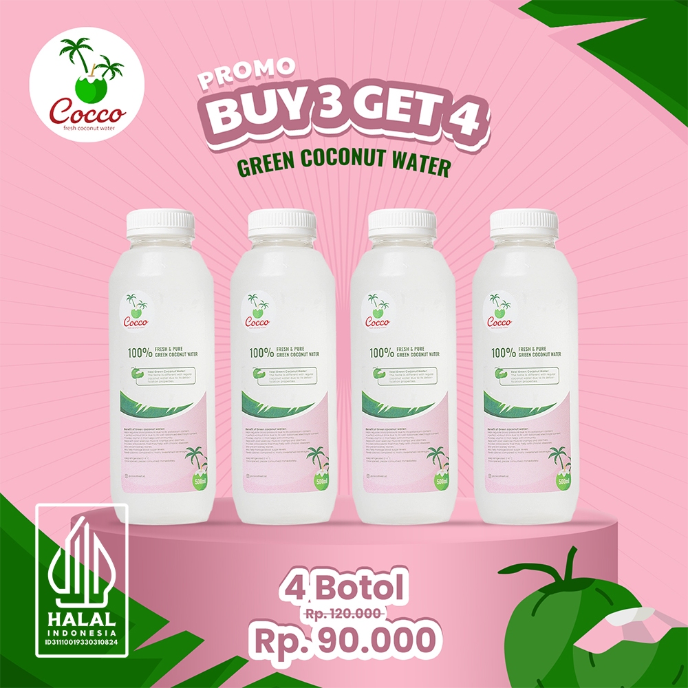 Jual Bundling 4pcs Cocco Fresh Air Kelapa Hijau Murni 500Ml | Shopee ...