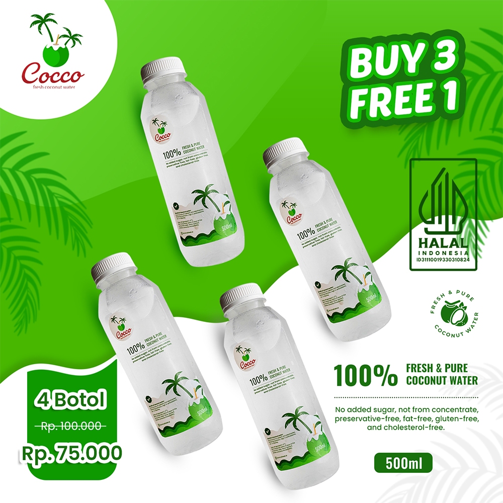 Jual Bundling 4 Botol Cocco Fresh Air Kelapa Muda Murni 500Ml | Shopee ...