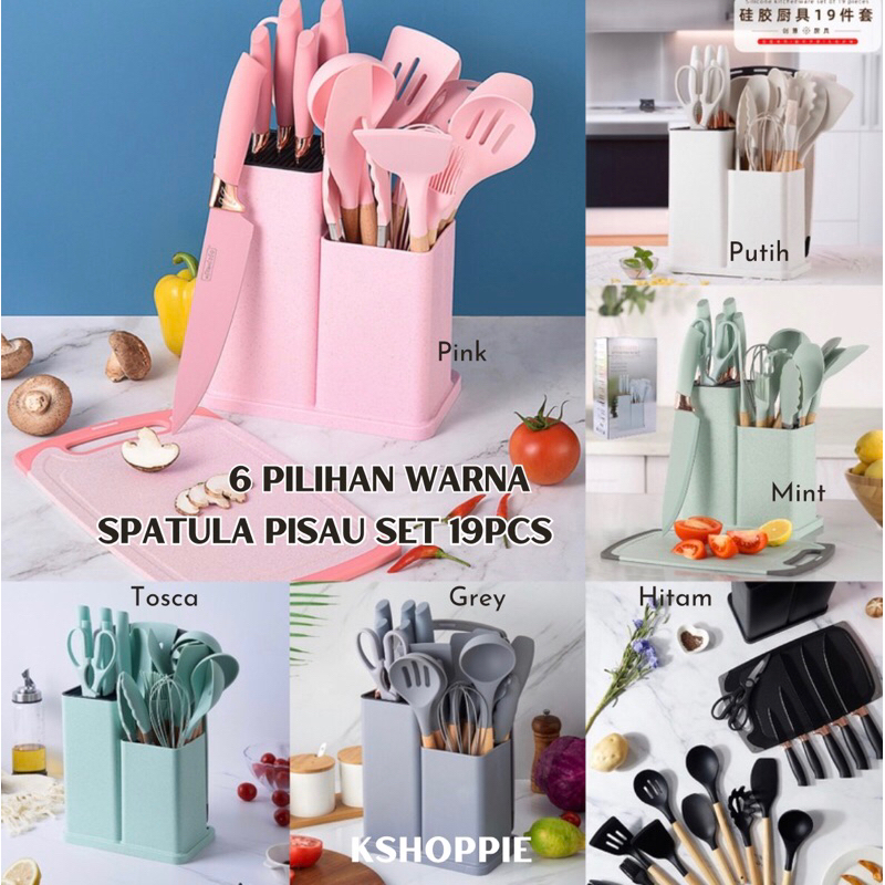Jual SPATULA SILIKON KITCHENWARE SET PREMIUM 19 PCS / SPATULA SILICONE ...