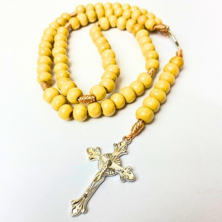 Jual Rosario kayu warna kuning muda atau krem (77 bapa kami) | Shopee Indonesia
