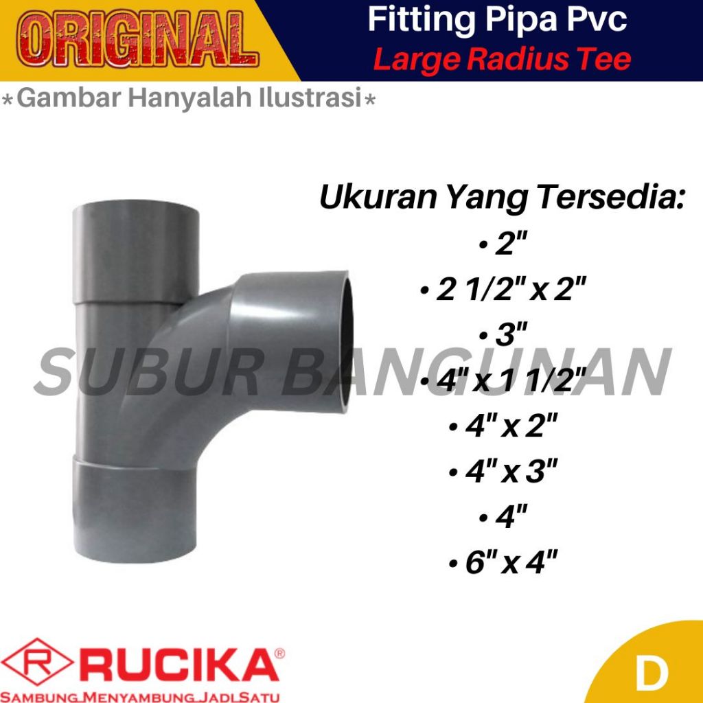 Jual Sambungan Pipa D Large Radius Tee Y Way 90 RUCIKA | Shopee Indonesia