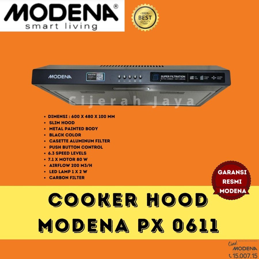 Jual MODENA PX 6001 PX 0611 COOKER HOOD SLIM HOOD 60 CM HITAM KITCHEN EXHAUST FAN | Shopee Indonesia