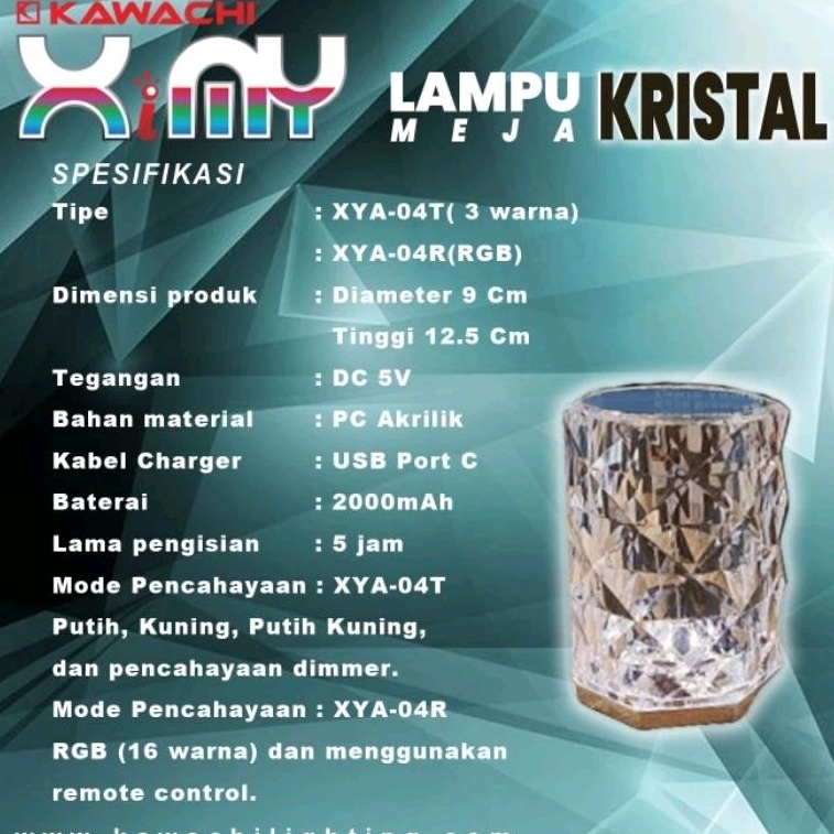 Jual Lampu Meja Crystal Diamond Mini / table lamp 3warna / RGB KAWACHI ...