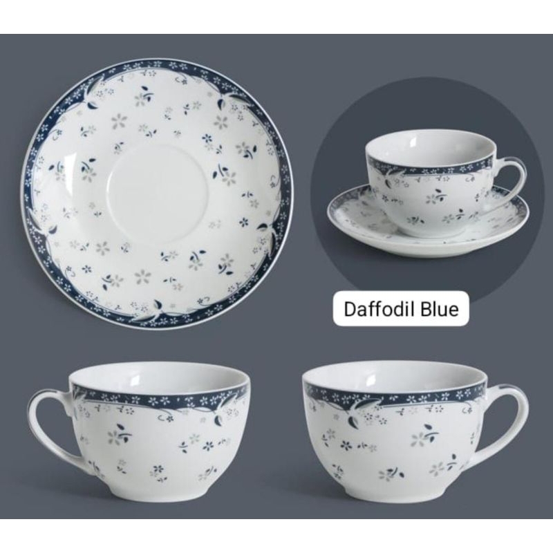 Jual Formia Tea Cup Saucer Set Daffodil Blue / Lily Blue / Harga 1 Set ...