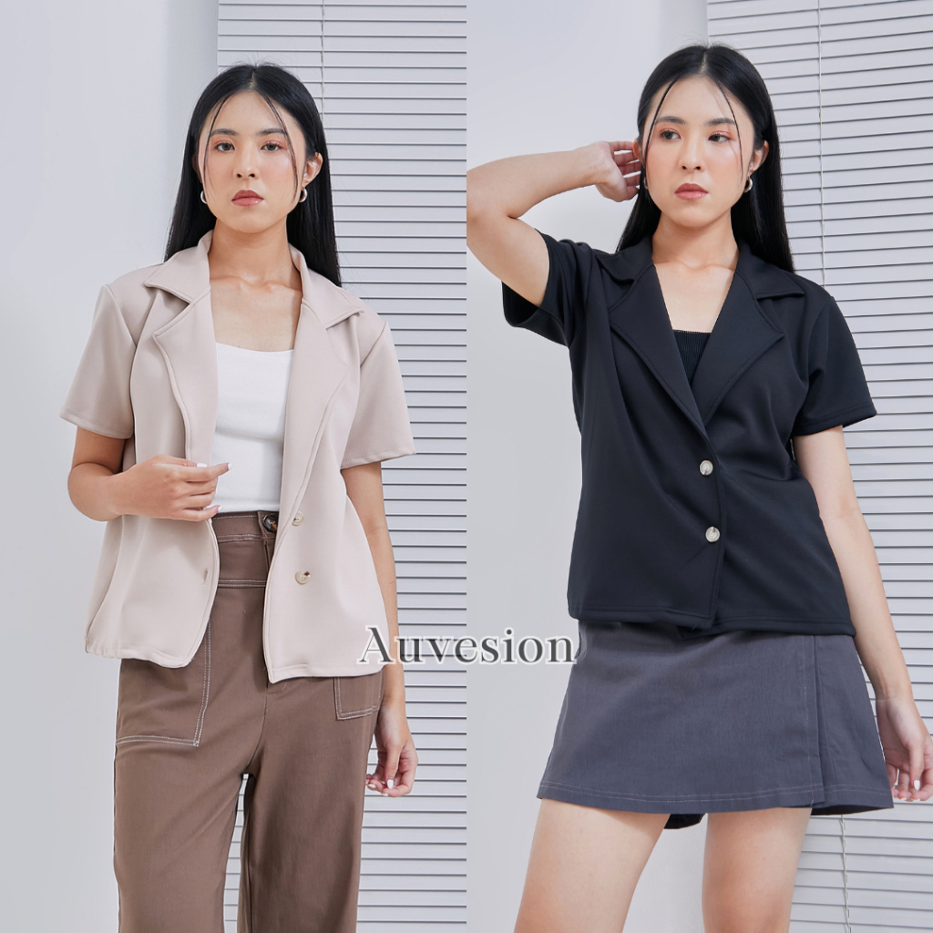 Jual AUVESION Magie Short Sleeves Scuba Blazer 4957 | Blazer Lengan ...