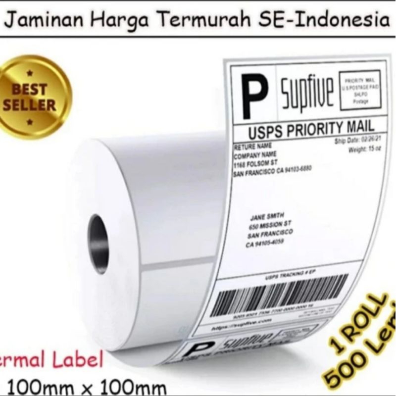 Jual Label Thermal 100 x 100 Kertas Sticker Barcode 100 x 100 mm isi 500 Lembar | Shopee Indonesia