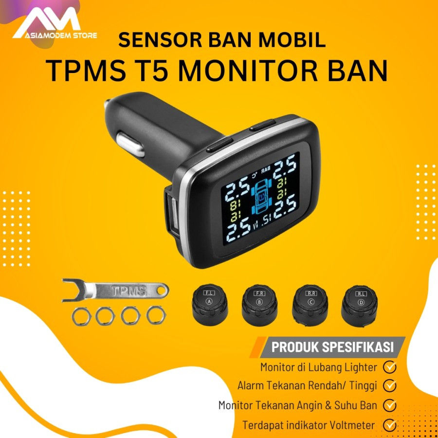 Jual TPMS Lighter Pengukur Sensor Tekanan Angin Ban Mobil + USB ...