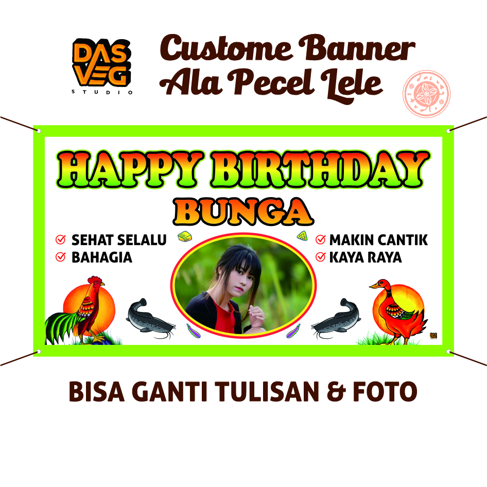 Jual Custom Banner Design Ala Warung Pecel Lele untuk Surprise/Hadiah ...