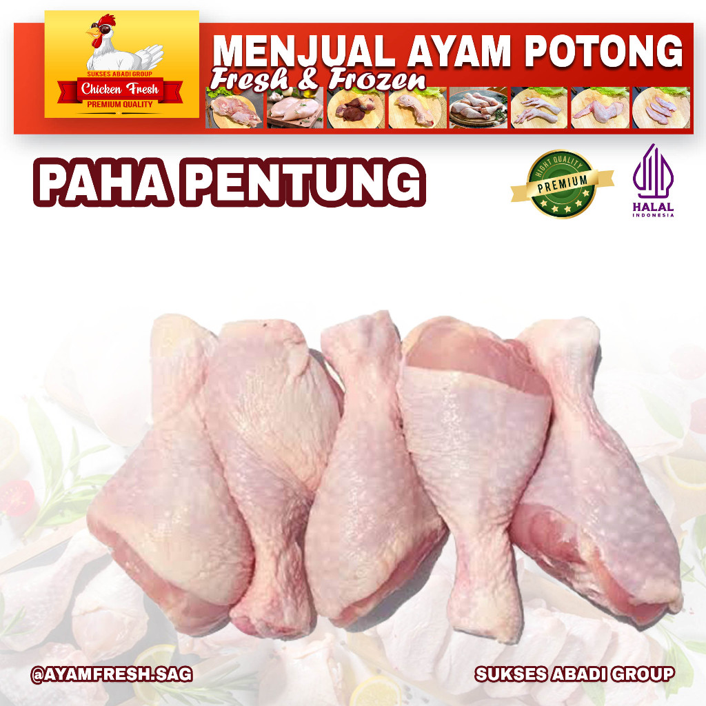 Jual Paha Pentung / Paha Ayam Broiler Frozen / Beku kemasan 500gr ...
