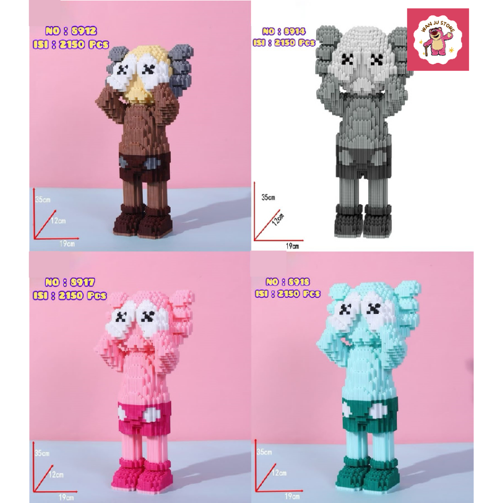 Jual Nano Blocks Medium KAWS Series 3D Model, Blok Susun Karakter Kaws ...