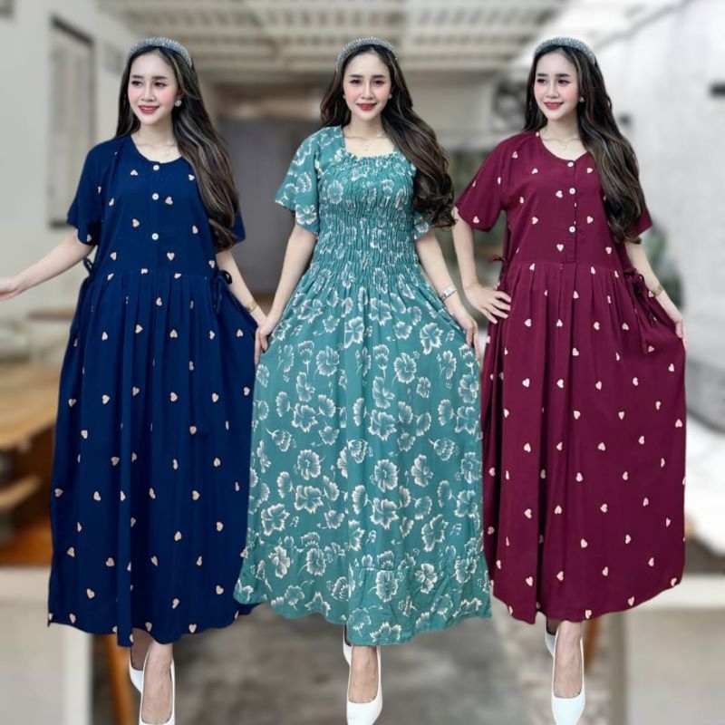 Jual LONG CHERRY DRESS | DASTER PANJANG SEMATA KAKI TALI SAMPING BUMIL ...