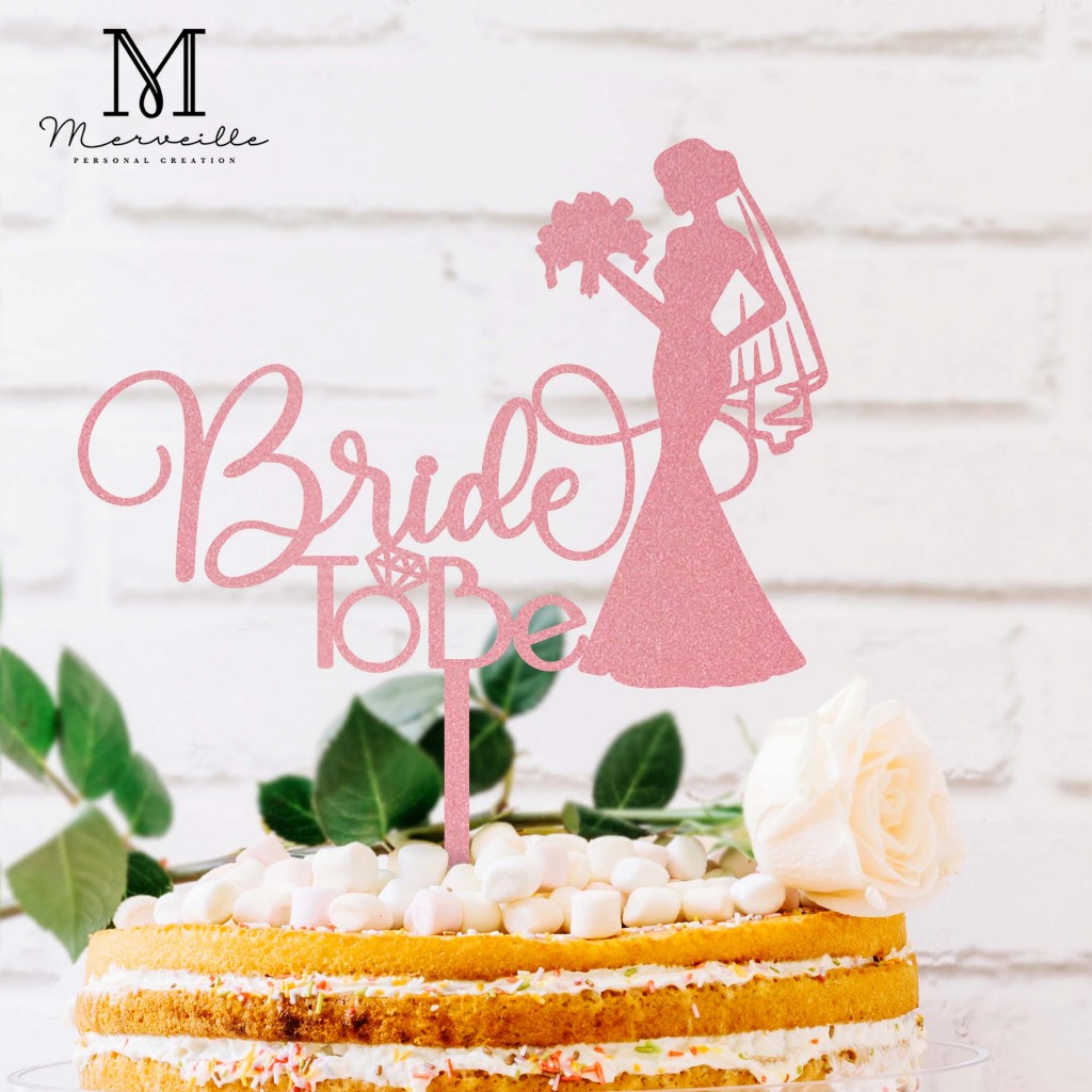 Jual Bride To Be Silhouette acrylic cake topper | bridal shower party ...