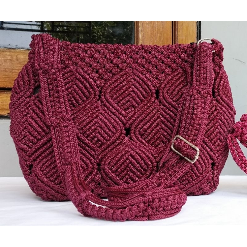 Jual Tas Selempang Rajut TaliKur Motif Jasmine Besar / Tas Tali Kur ...