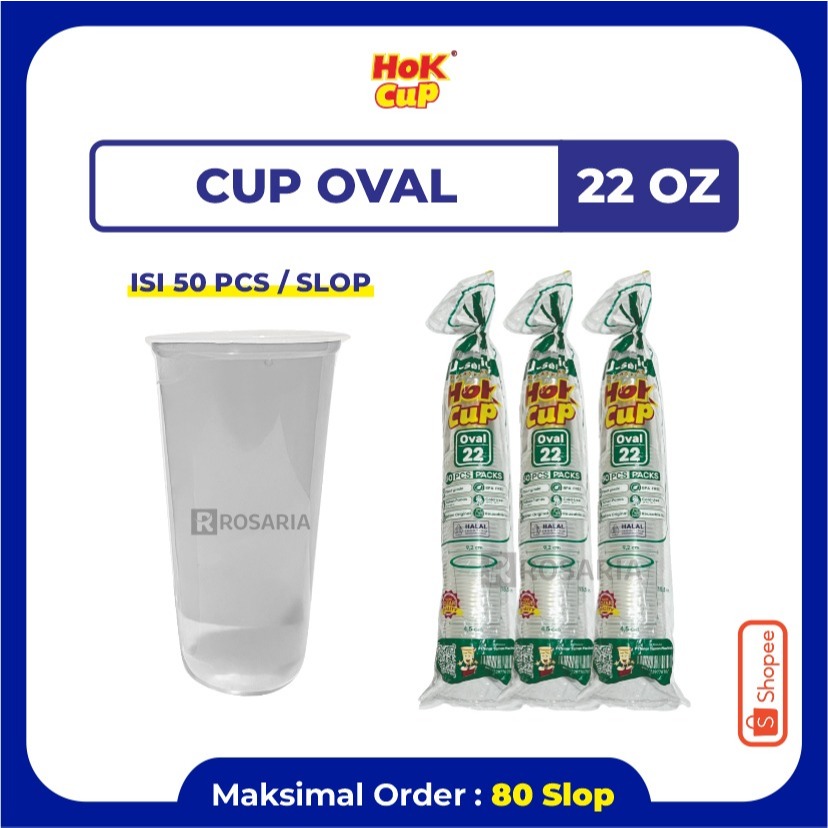 Jual CUP POLOS OVAL 22 OZ HOK 8 gr Plastik Bening Gelas Minuman ...