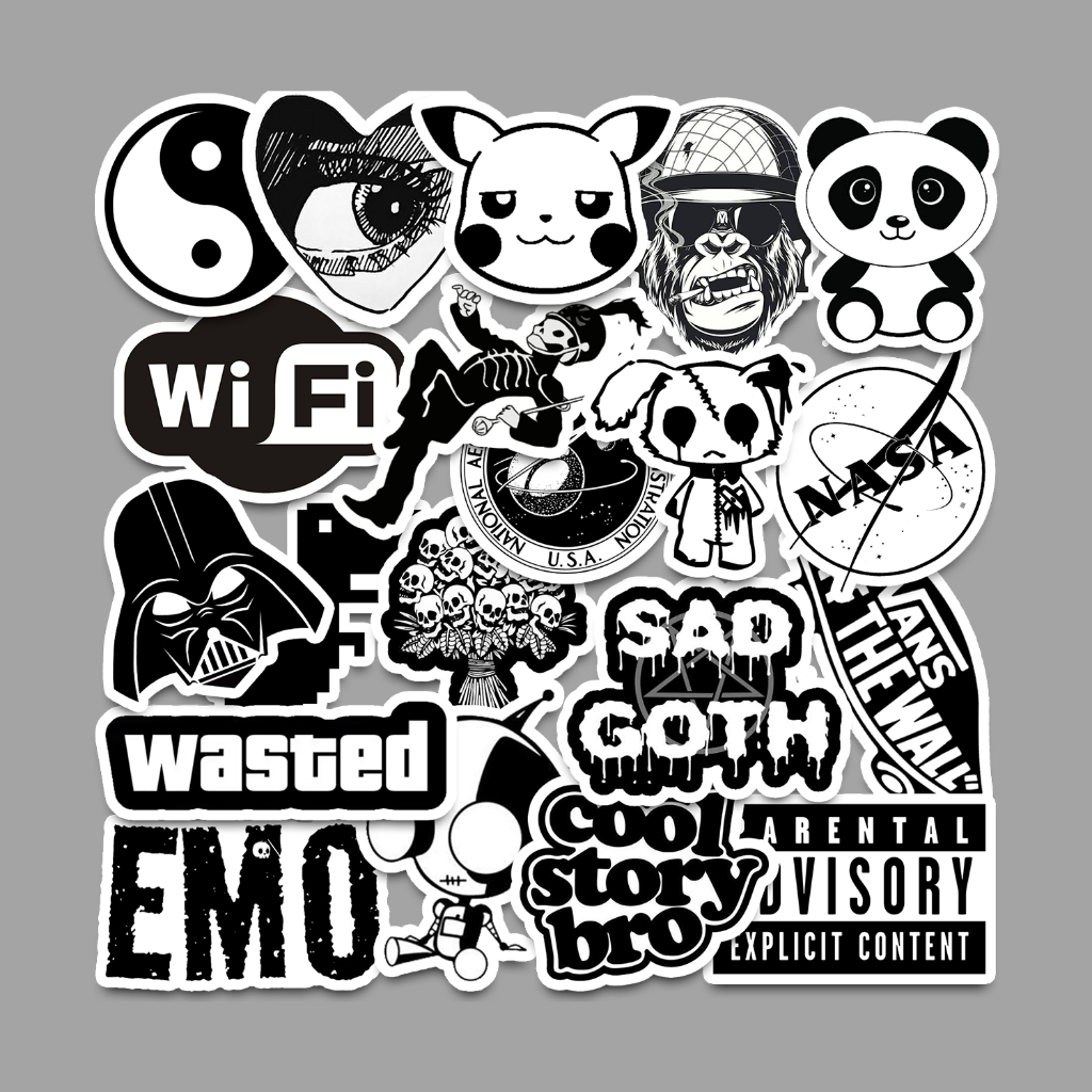 Jual STICKER PACK - BLACK & WHITE [20 PCS] | Shopee Indonesia