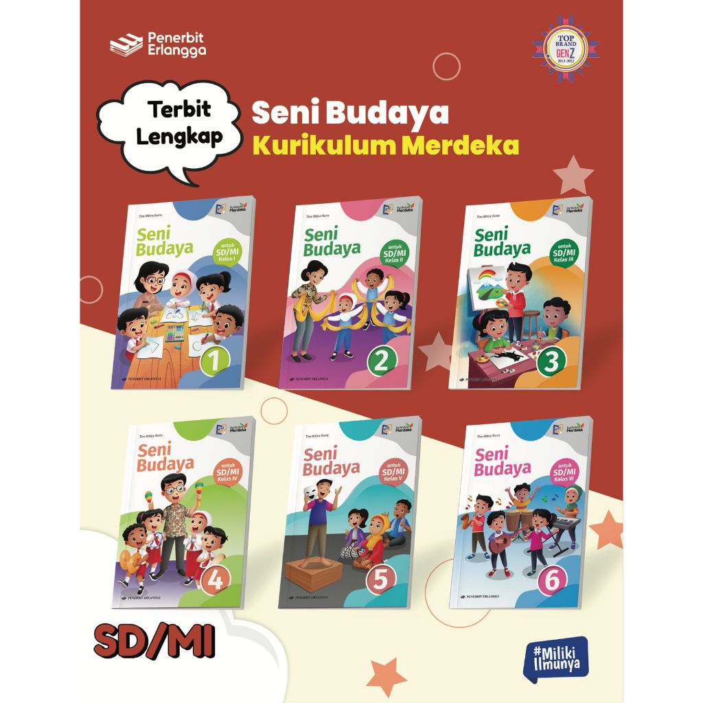Jual BUKU ERLANGGA SENI BUDAYA KELAS 1 2 3 4 5 6 SD/MI KURIKULUM MERDEKA ORIGINAL KM, SENI ...