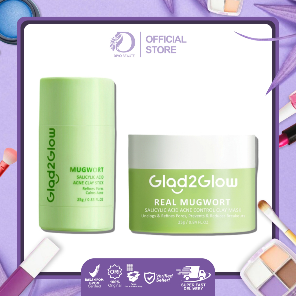 Jual Glad2Glow Real Mugwort Mask Salicylic Acid - Clay Stick | Clay Mask | Shopee Indonesia