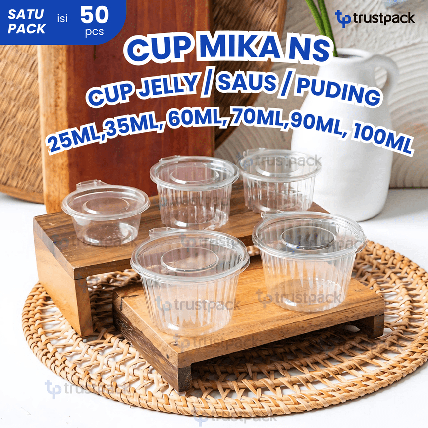 Jual Cup Jelly NS Puding Mika Sambal Saus Agar Pudding Tutup Sambung 25ML 35ml 60ml 70ml 90ml ...