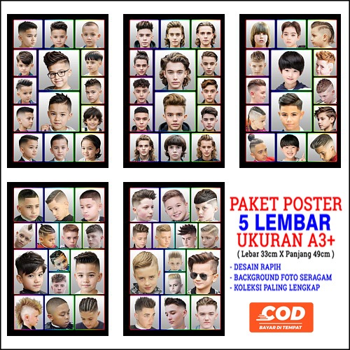 Jual Poster Barbershop Anak - Paket 5 Lembar - Poster Model Rambut Anak ...