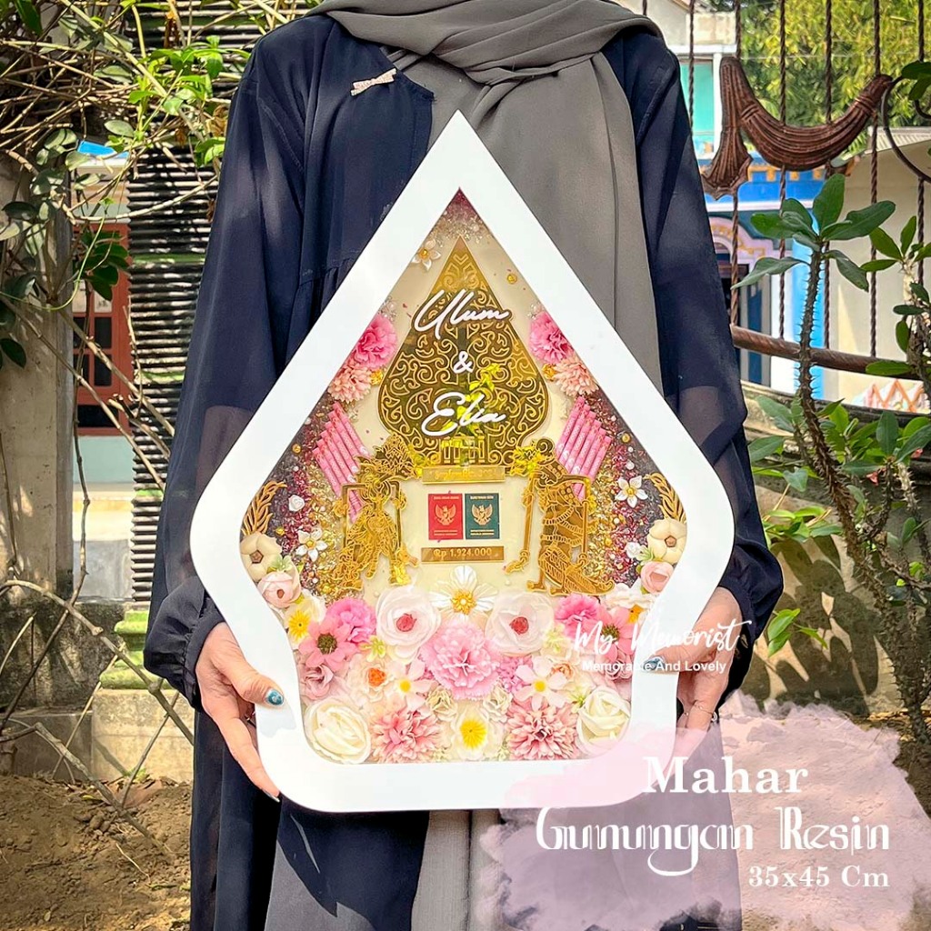 Jual Mahar Frame Gunungan Wayang Background Resin mahar Size 30x40 cm ...