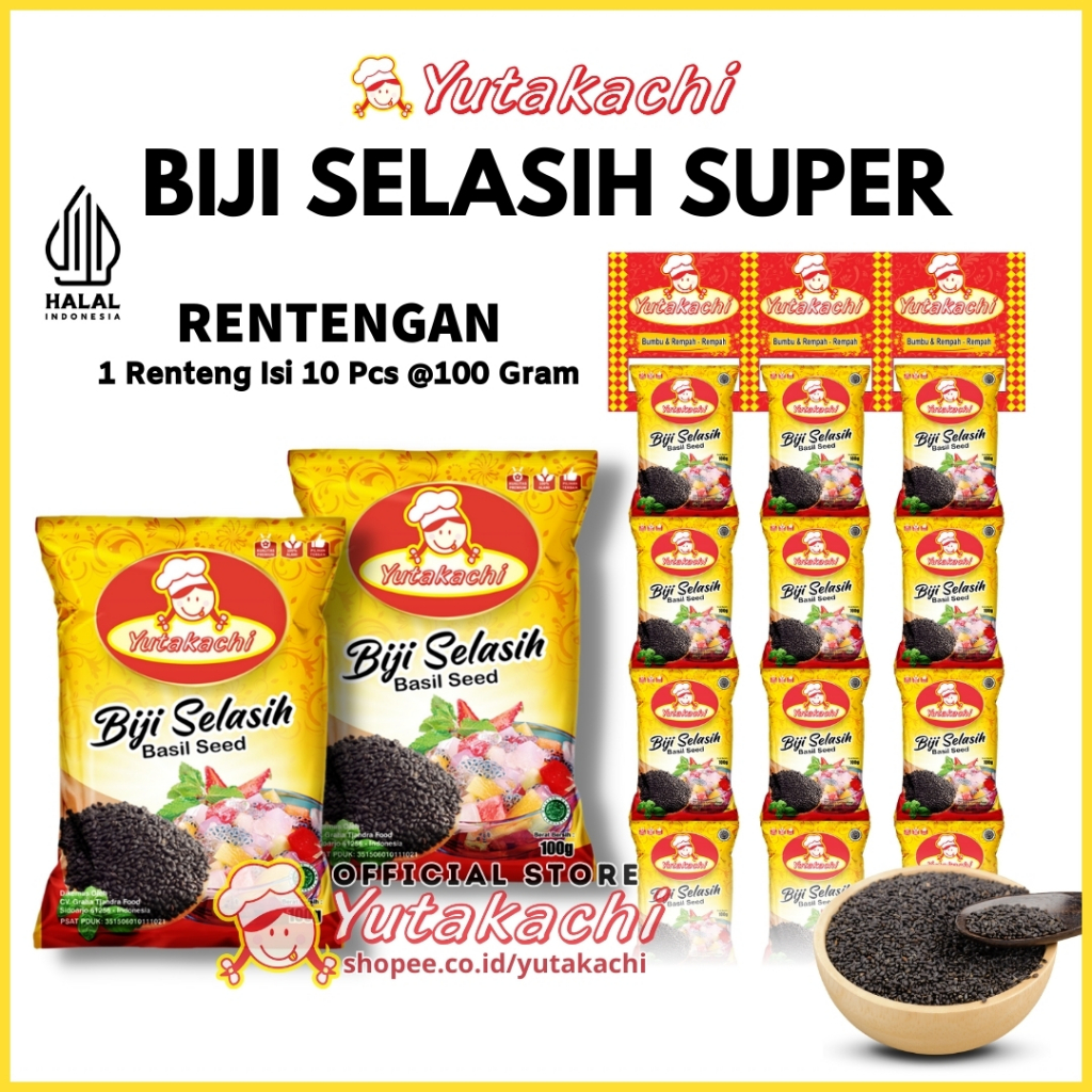 Jual [RENCENG] Biji Selasih 1Kg Yutakachi (100gr x 10 pcs) / Bahan ...