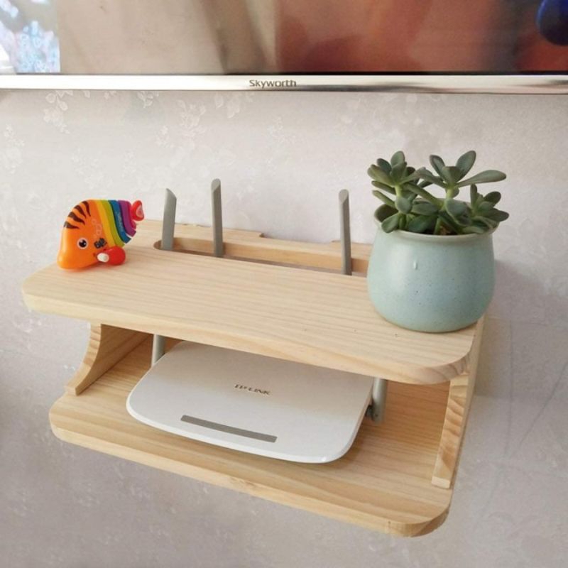 Jual Rak router kayu Rak Wi-Fi dinding serbaguna | Shopee Indonesia