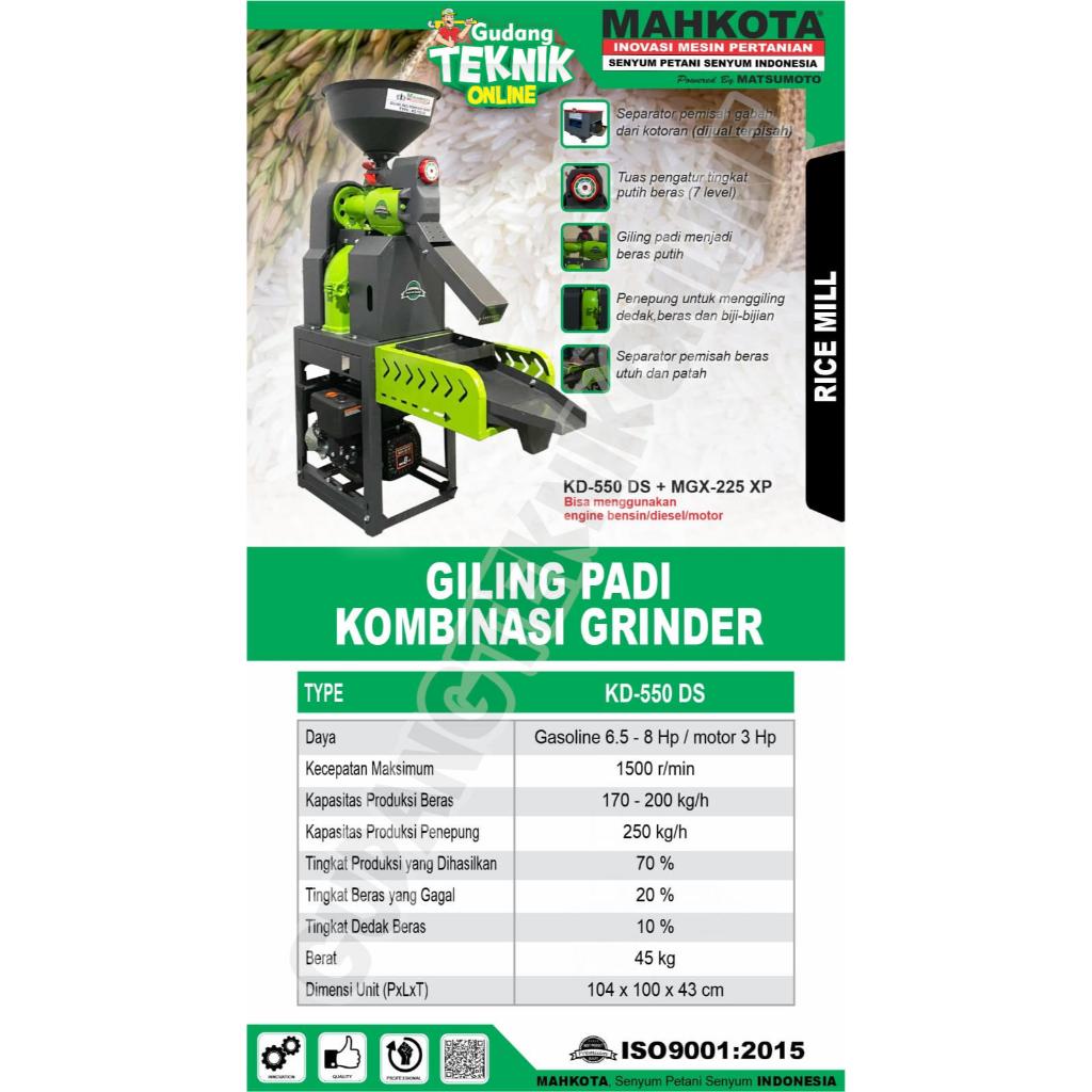 Jual MAHKOTA KD-550 DS Mesin Penggiling Padi Kombinasi Grinder / Rice ...