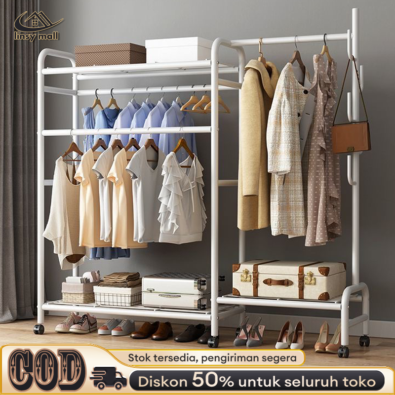 Jual 150CM Rak Baju Gantung Gantungan Baju Berdiri Stand Hanger ...