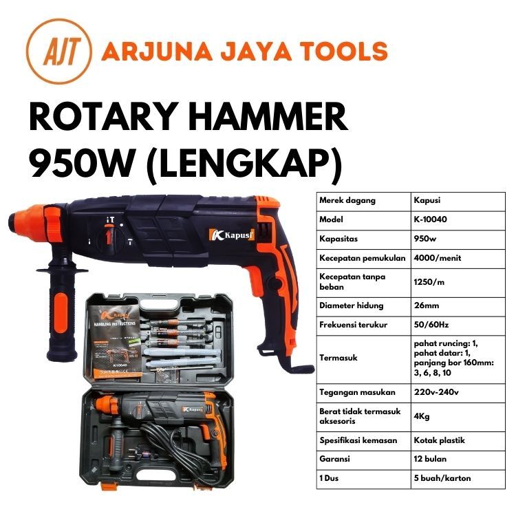 Jual Rotary Hammer 950W Profesional – Alat Bor Pahat Elektrik Kuat ...