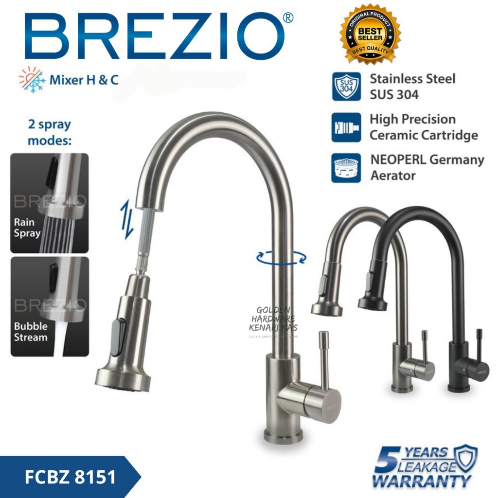 Jual BREZIO FCBZ 8151 Keran Air Mixer Panas Dingin Kran Sink Fleksibel ...
