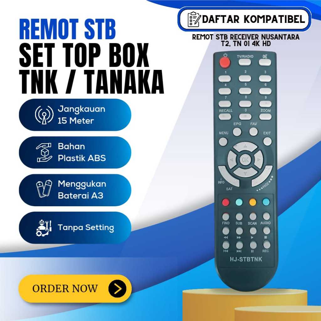 Jual Remote remote Set Top Box DVB T2 TANAKA STB-TNK Nusantara HD ...