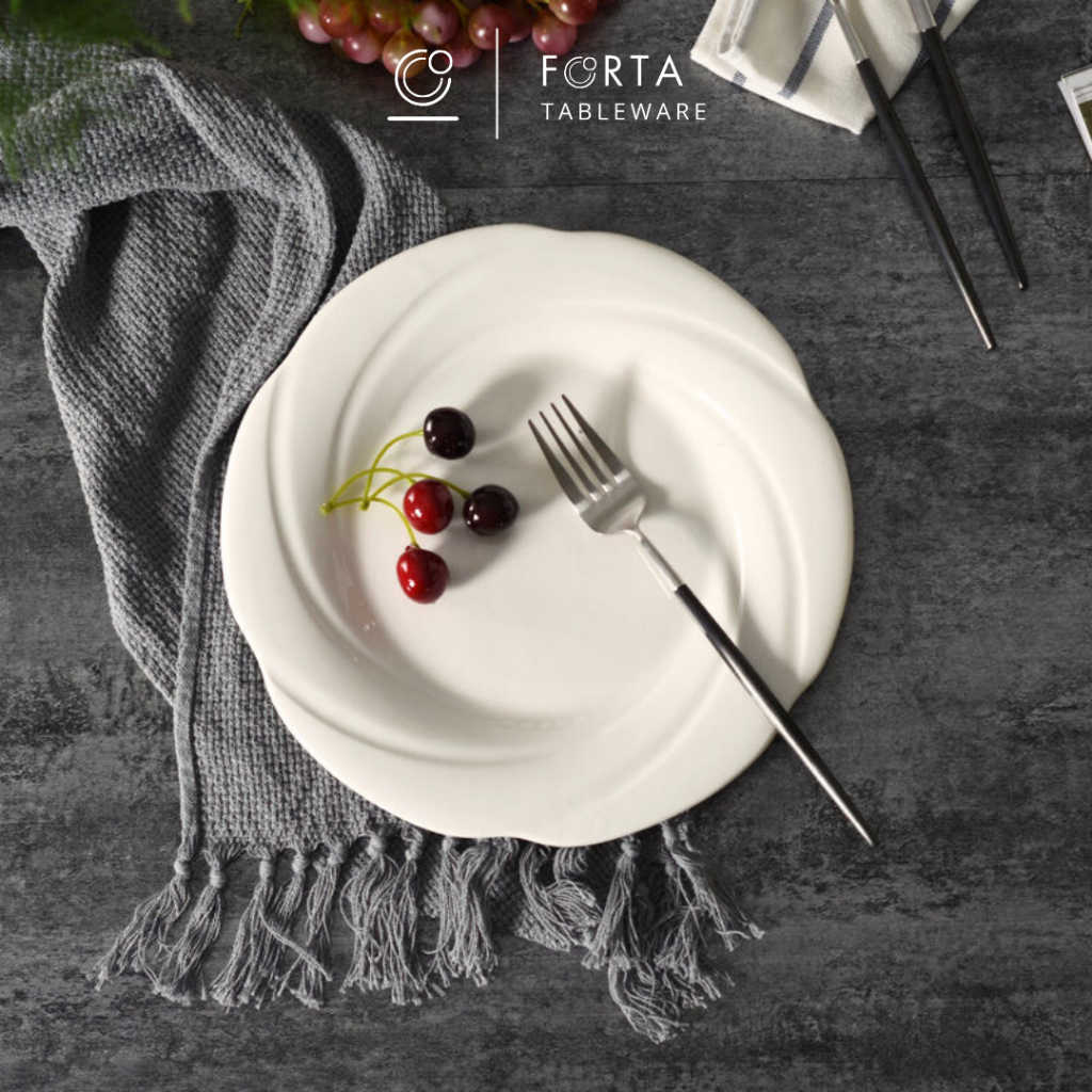 Jual FORTA Piring Keramik Gel Putih / Piring Saji Restoran (20cm|23 cm|25 cm) | Shopee Indonesia