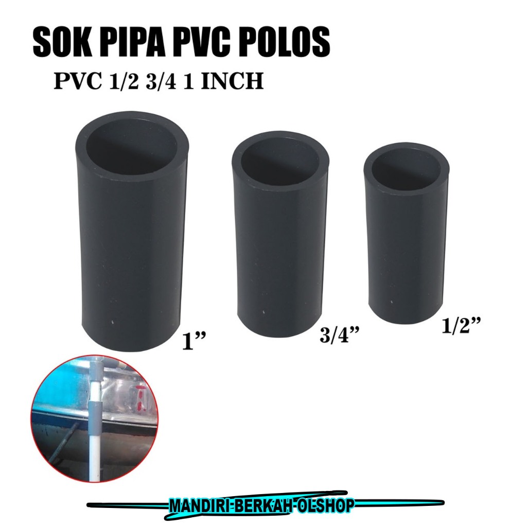 Jual Sok Socket Sock Lurus Polos 1/2 Inci 3/4 inci 1 Inci Sambungan ...