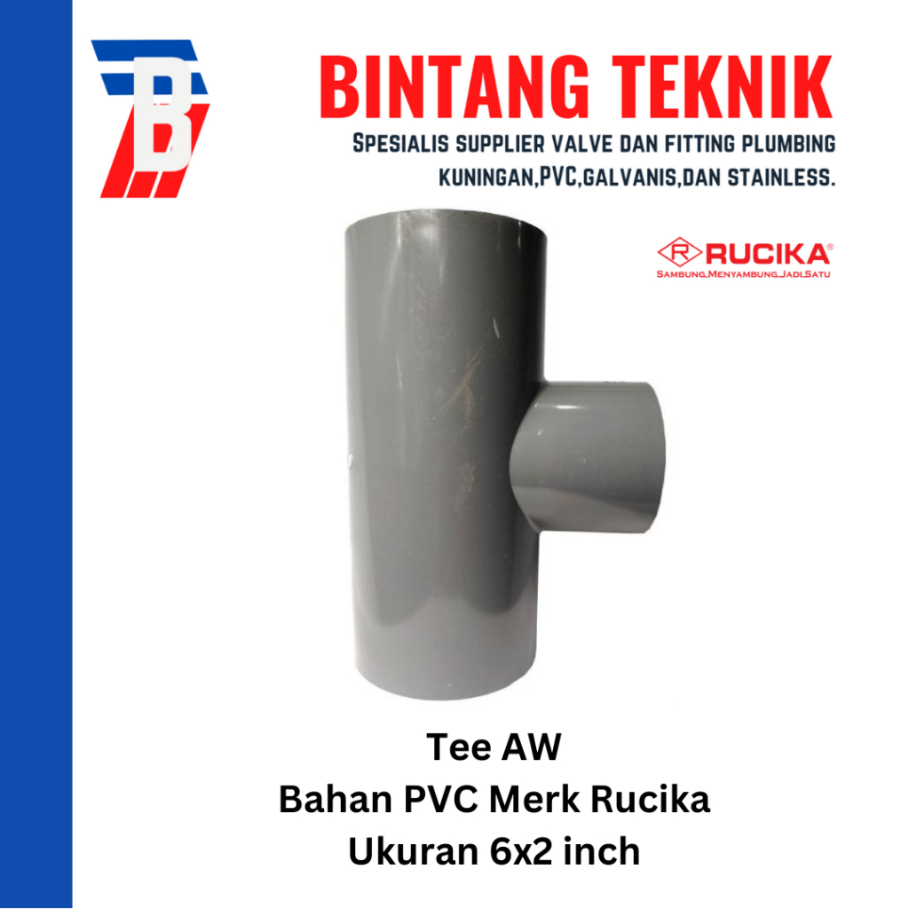 Jual Reducer Tee (Vlok Tee) 6" x 2" inch PVC Rucika AW | Shopee Indonesia