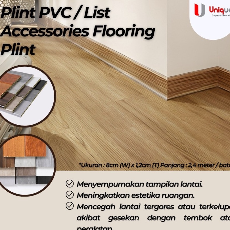 Jual Promo Plint PVC Tinggi 1cm Aksesoris List Lantai Vinyl Skirting Flooring SPC Plin Lantai ...