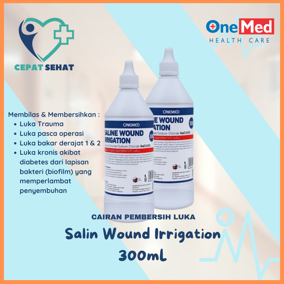 Jual Pembersih Luka Onemed Saline Wound Irrigation Kemasan Semprot 300ml Onemed Cairan Irigasi ...