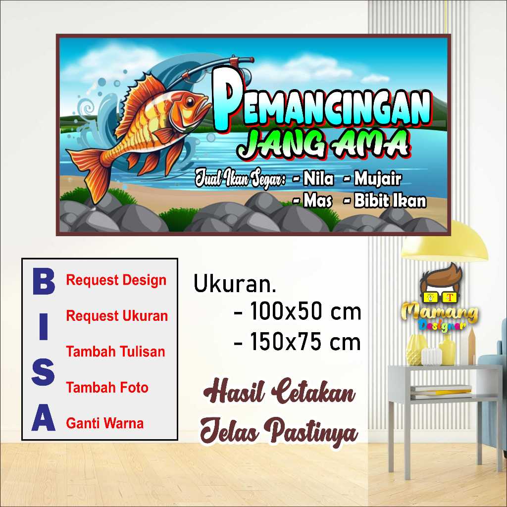 Jual Custom Banner Spanduk MMT Pemancingan Ikan atau Jual Ikan Segar bb ...