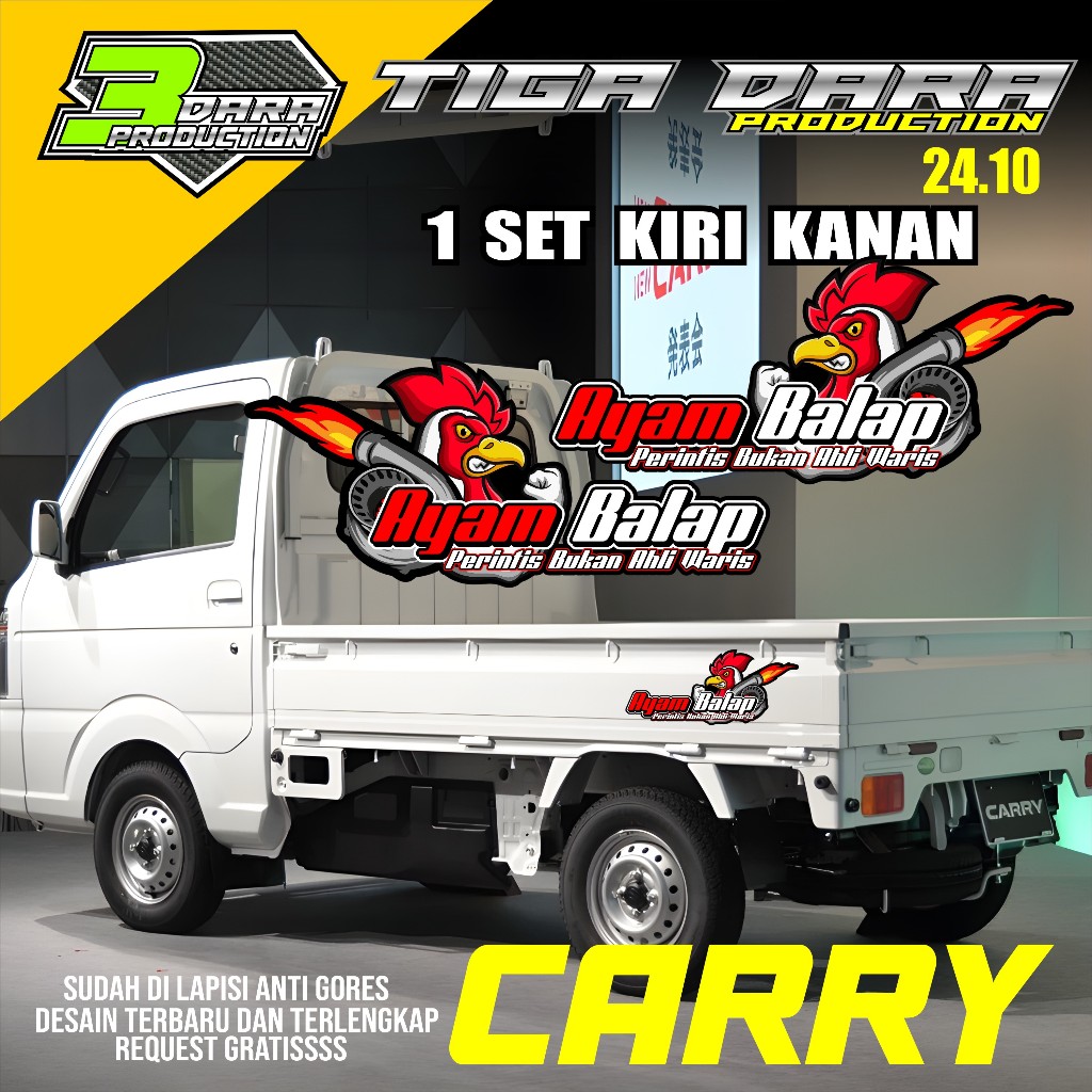 Jual (COD) STIKER TULISAN BAK SAMPING CARRY DESAIN TERBARU SIMPEL KEREN ...