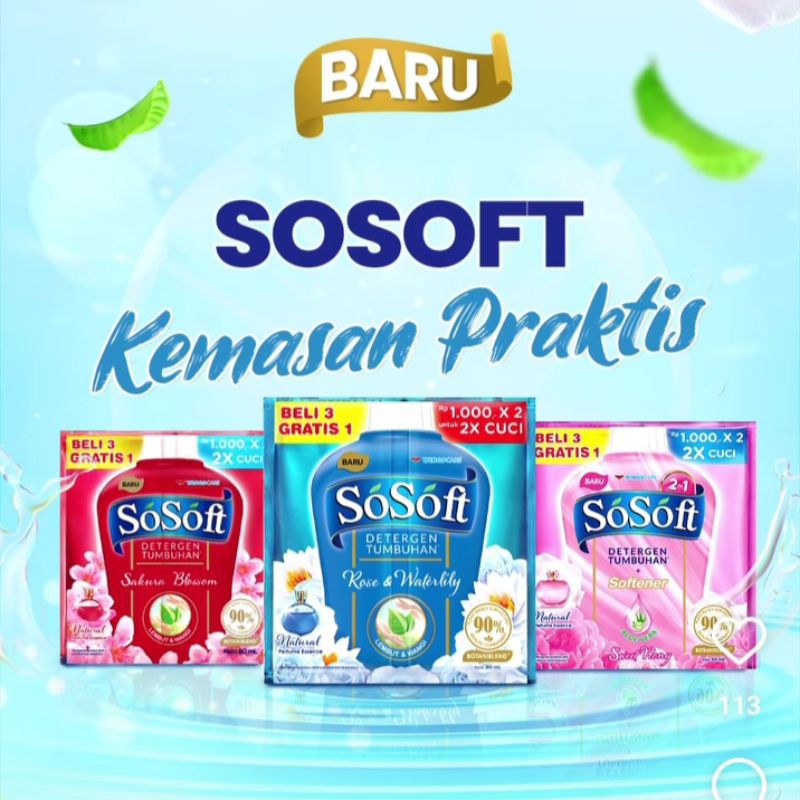 Jual Sosoft detergent renteng 80 ml X 16 sachet | Shopee Indonesia