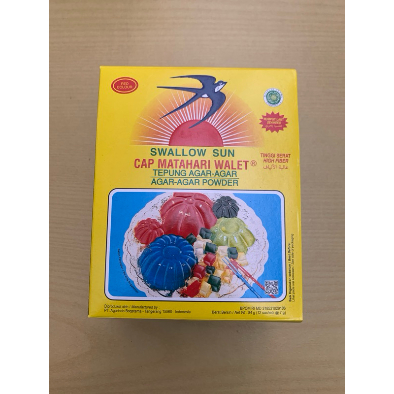 Jual Swallow Sun Agar Agar Powder warna Merah 7gr 1 box 12 sachet ...