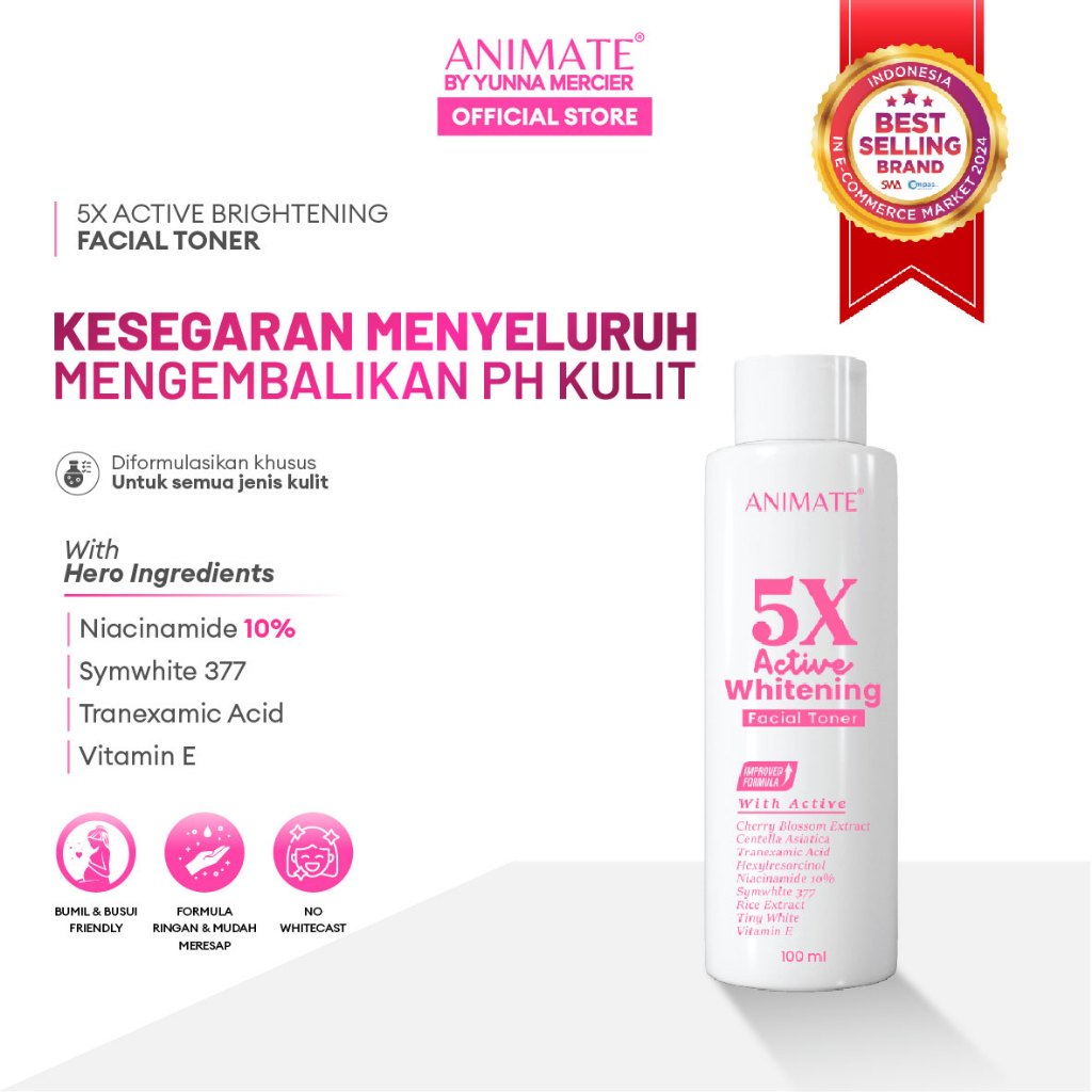 Jual Animate 5x Active Whitening Facial Toner 100 ml | Shopee Indonesia