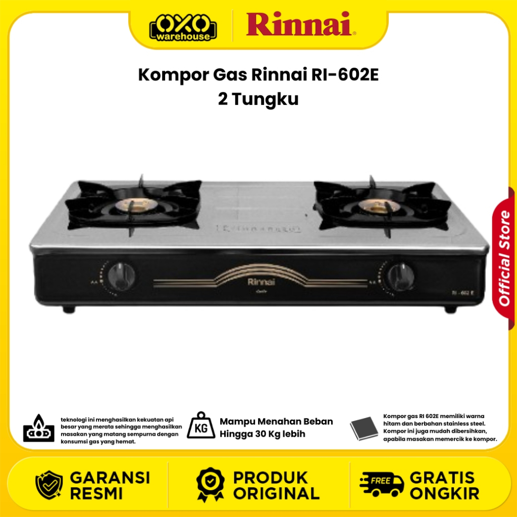 Jual Rinnai Kompor Gas RI-602E 2 Tungku Garansi Resmi | Shopee Indonesia