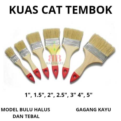 Jual KUAS CAT TEMBOK UKURAN 1 INCH - 5 INCH GAGANG KAYU | Shopee Indonesia
