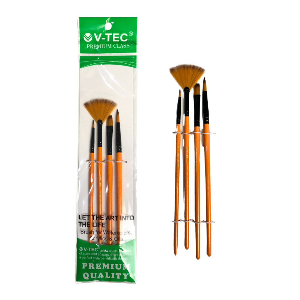 Jual Kuas Lukis V-TEC VT0010 Brush Premium Class Set 4 Dengan Berbagai ...