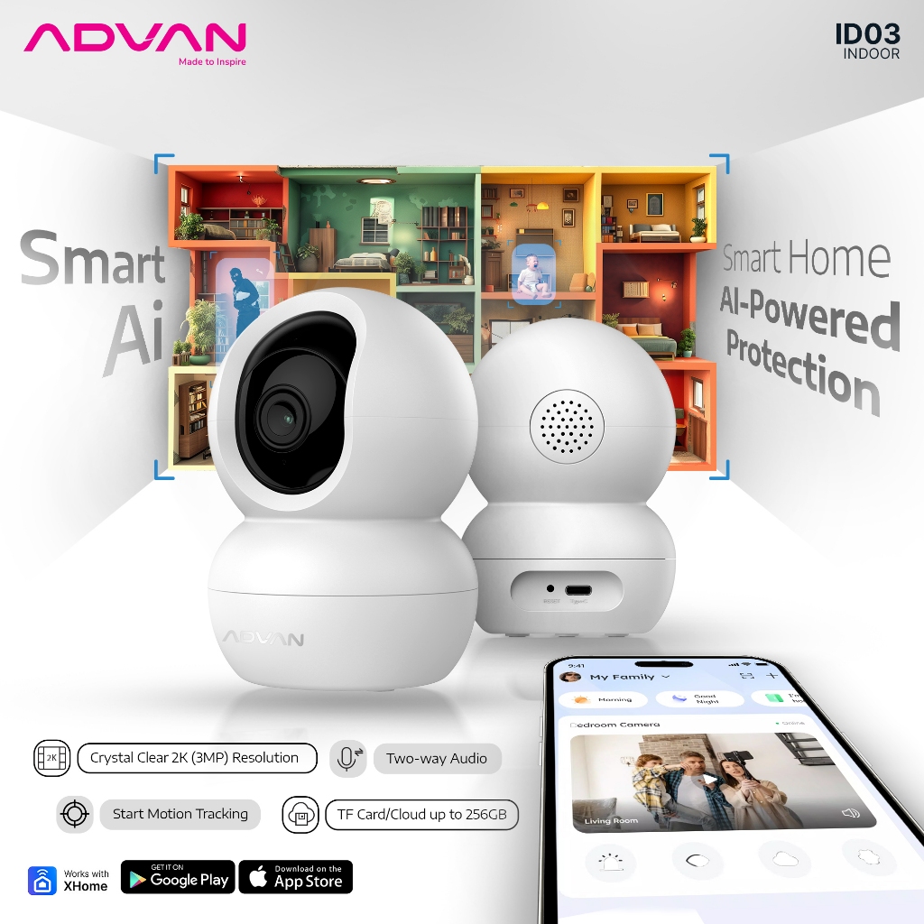 Jual ADVAN Smart AI CCTV Indoor ID3 Smart IP Camera 3MP 2K Indoor CCTV ...