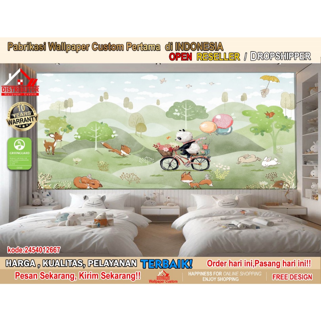 Jual Wallpaper Dinding Custom 3D Animasi Anak | Animasi Hewan ...