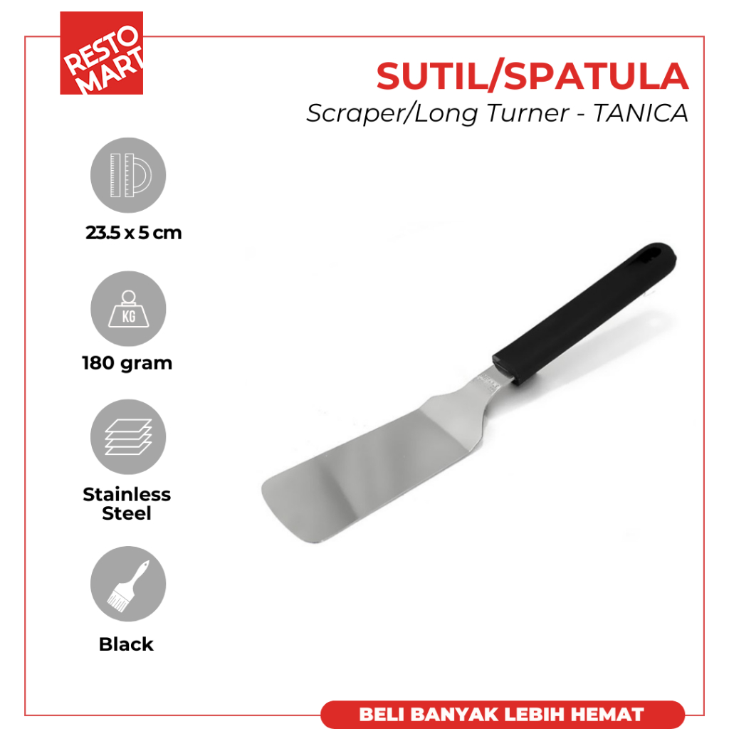 Jual Sutil / Spatula / Scraper / Long Turner 23.5 cm TANICA Stainless Steel (1516006) (F11 ...