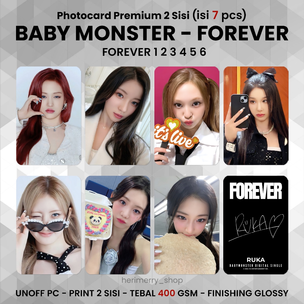 Jual (ISI 7 PCS) Photocard BABY MONSTER FOREVER - Potocard PC Baemon Premium 2 Sisi Kartu Kpop ...
