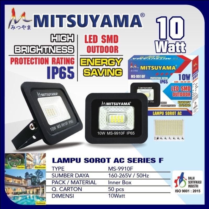 Jual FLXshop - Lampu Sorot LED AC 10 Watt Mitsuyama MS-9910F IP65 Outdoor Listrik/Lampu sorot ...