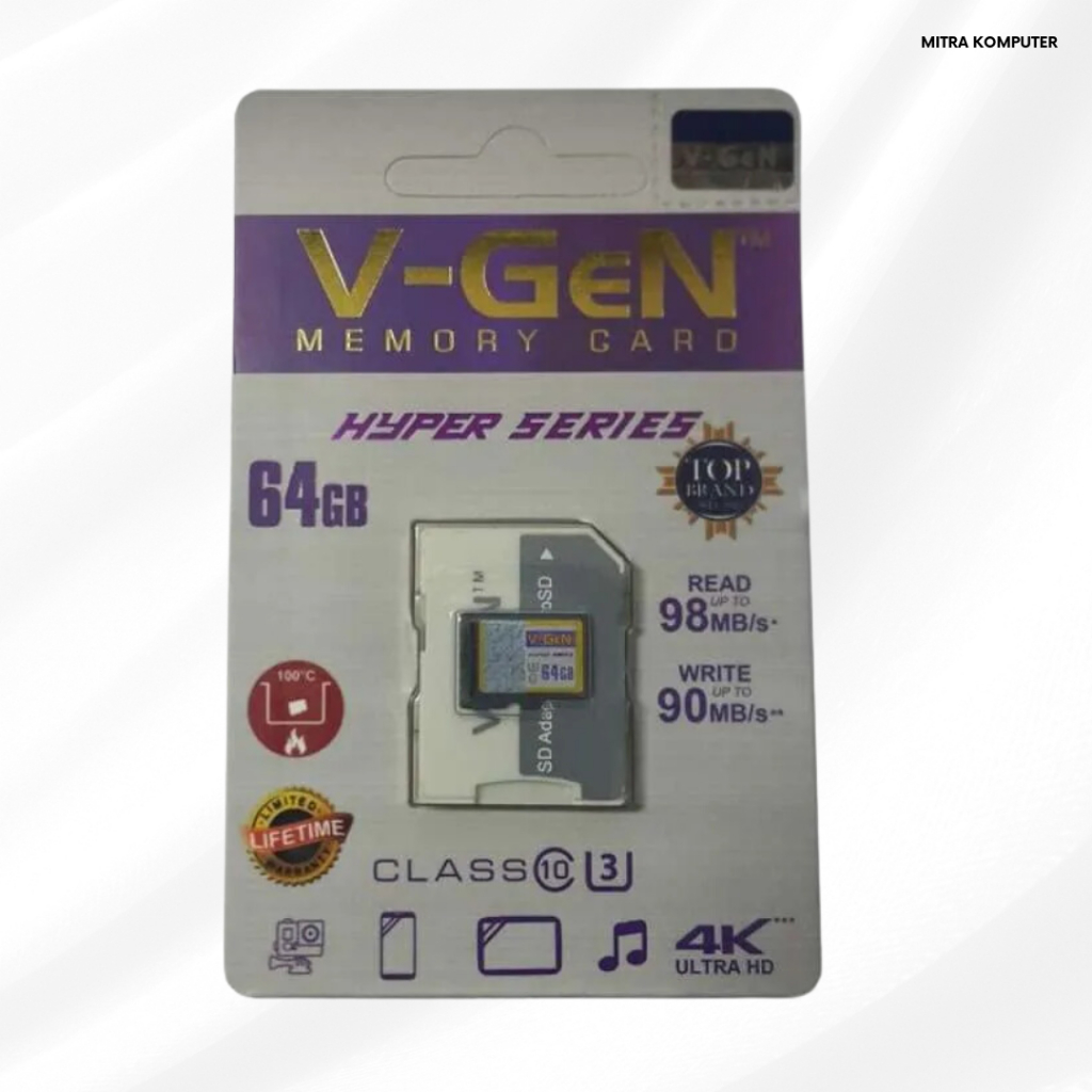 Jual MicroSD V-GeN Hyper 64GB + Adapter Class 10 Memory Card Micro SD ...